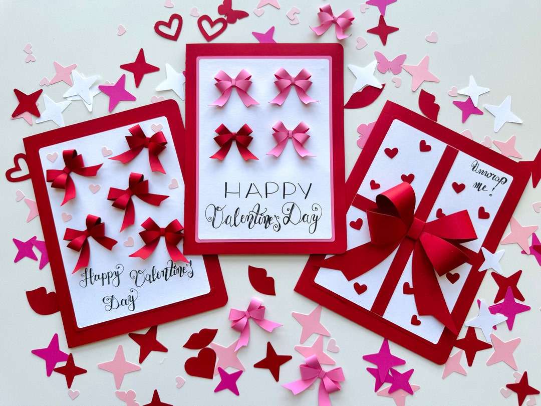 SVG Digital Template, Handmade Greeting Card Paper Bows, Spring Craft ...