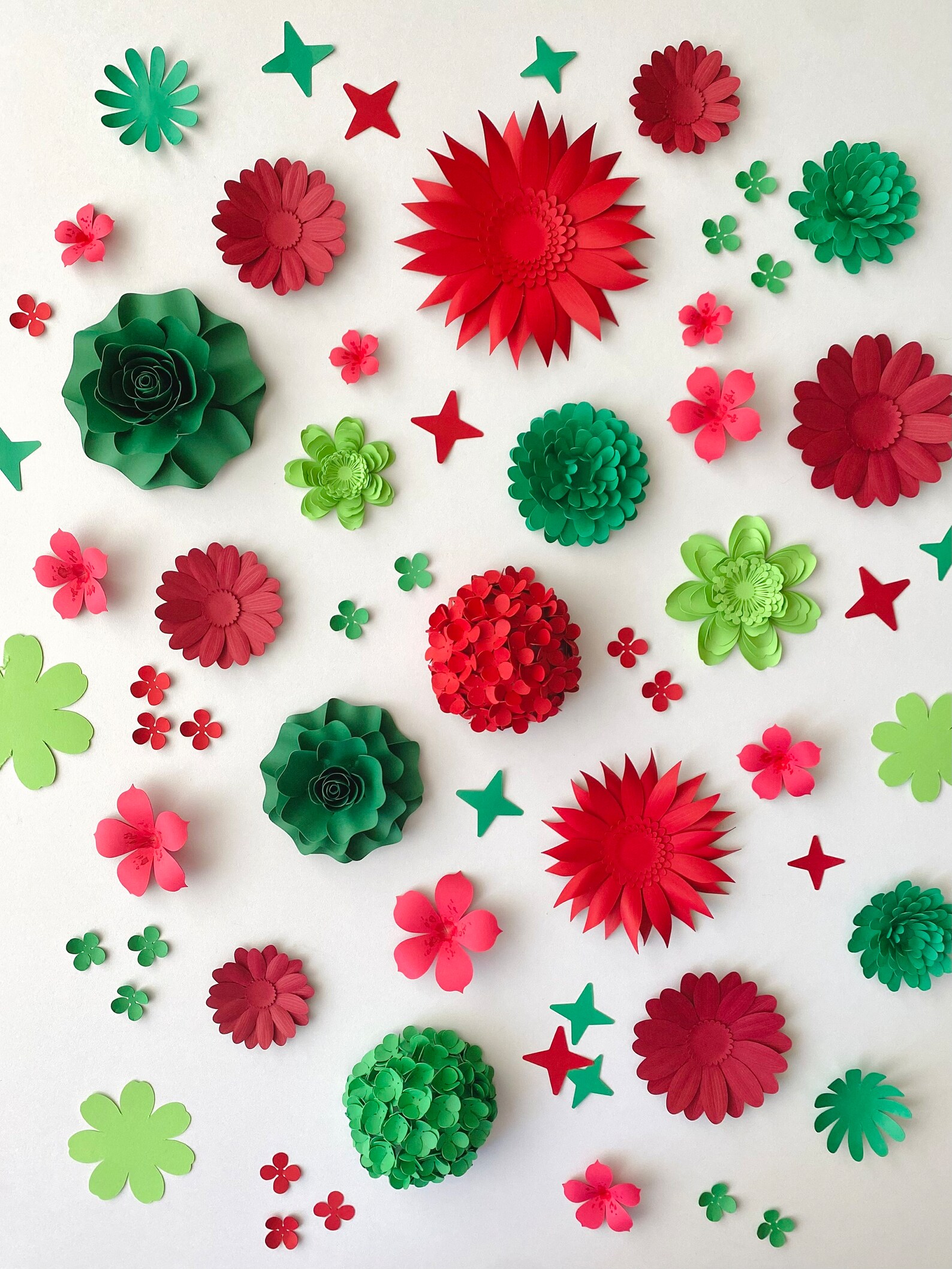 Paper Flower SVG Template Bundle: DIY Craft, Christmas Decor (digital ...