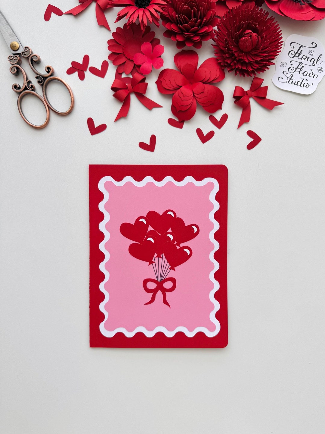 Heart Balloons Card SVG Template: DIY Paper Craft (digital File) - Etsy