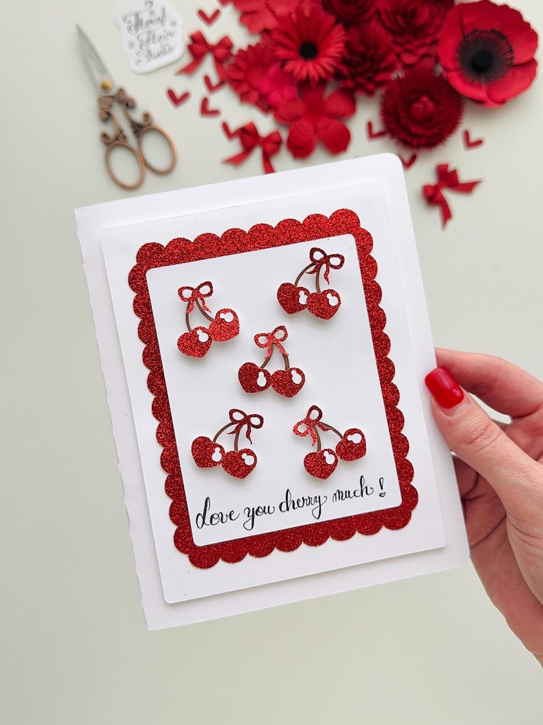 Cherry Valentine's Day Card SVG Template (digital Download) - Etsy