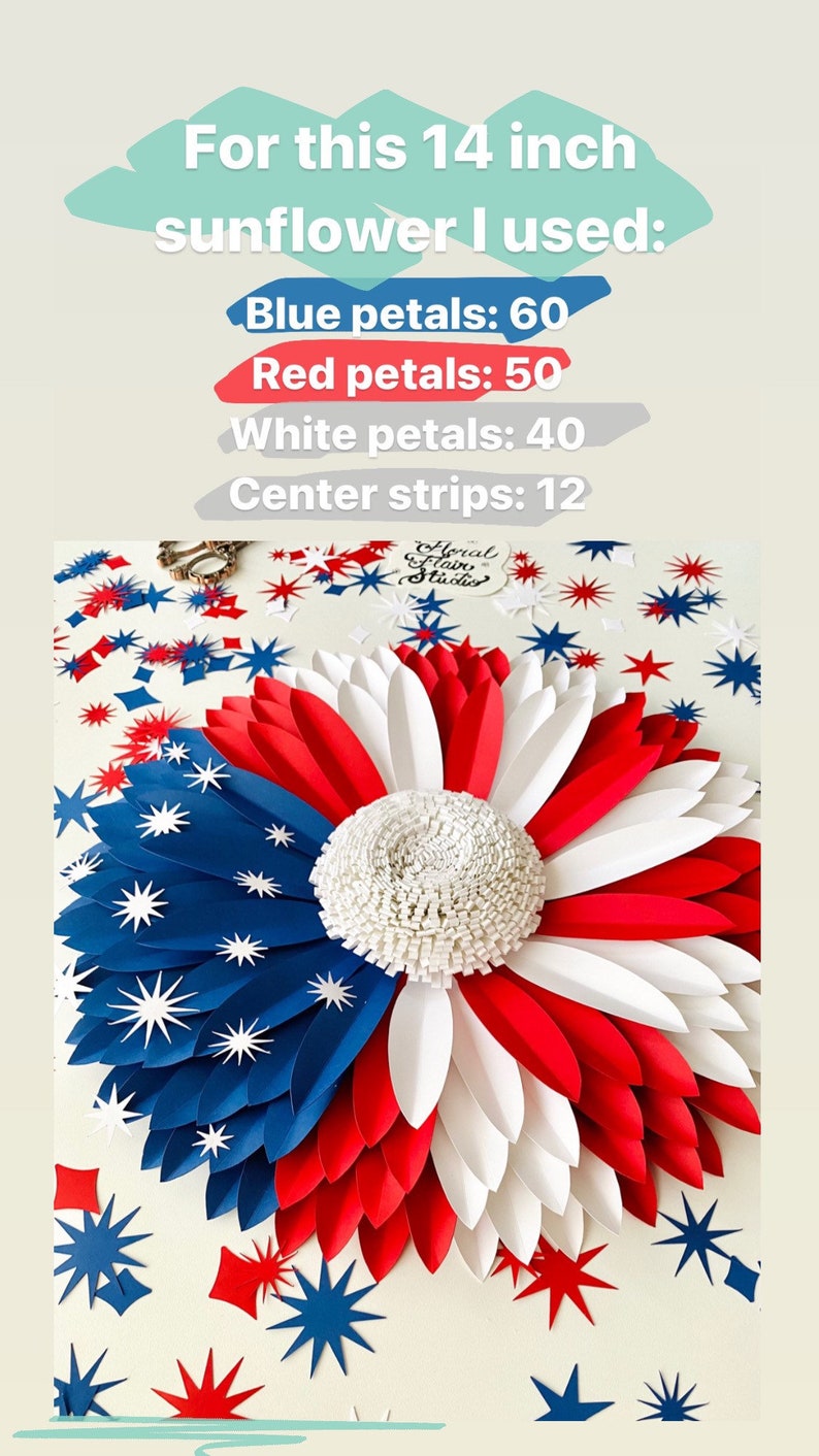 SVG Digital Template Paper Sunflower Spring Decor Paper - Etsy