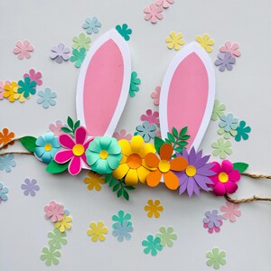 Bunny Ears Floral Headband Template: DIY Spring Paper Craft (SVG ...