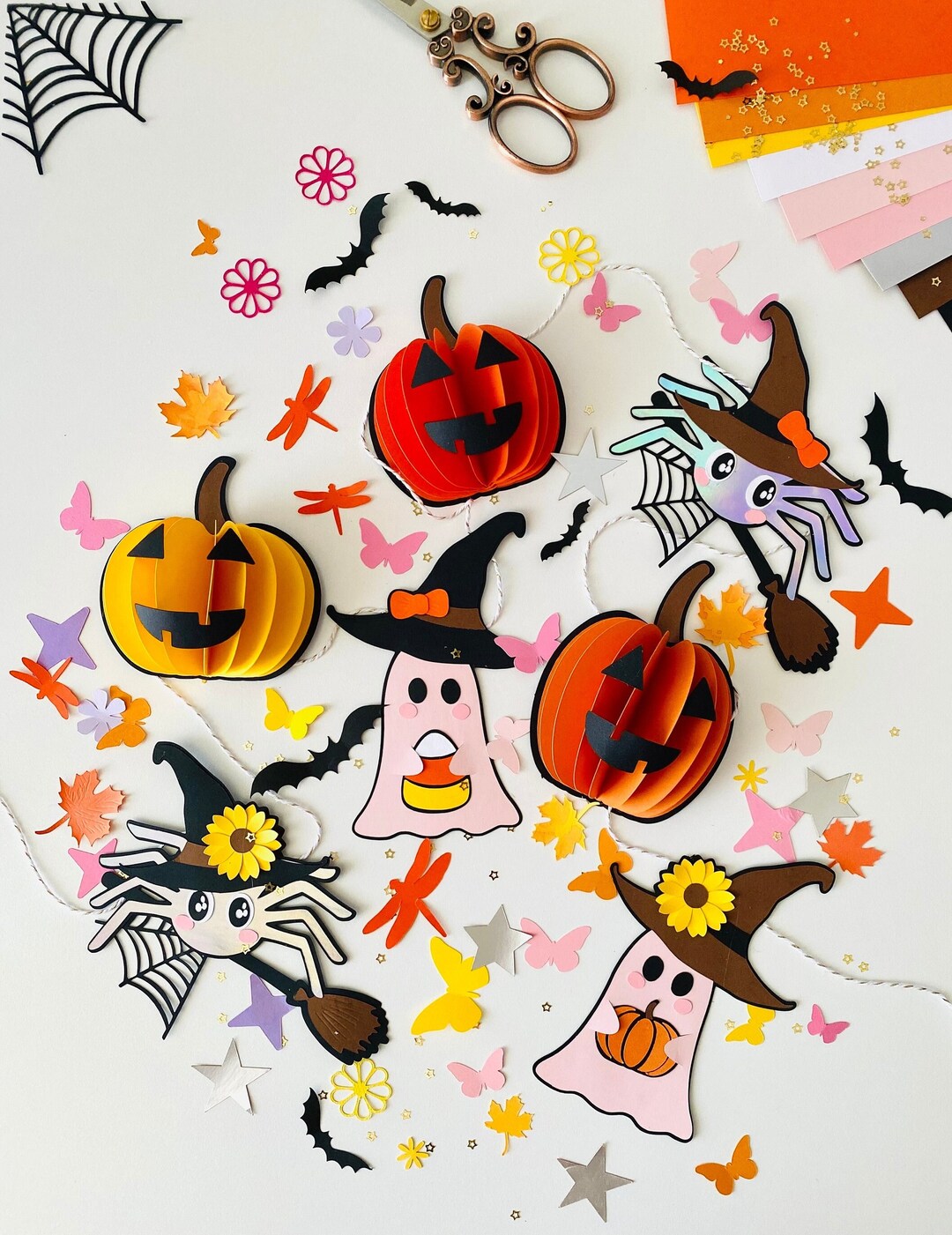 Halloween Paper Craft SVG: Ghost Gift Tag, Spider, Jack O' Lantern ...