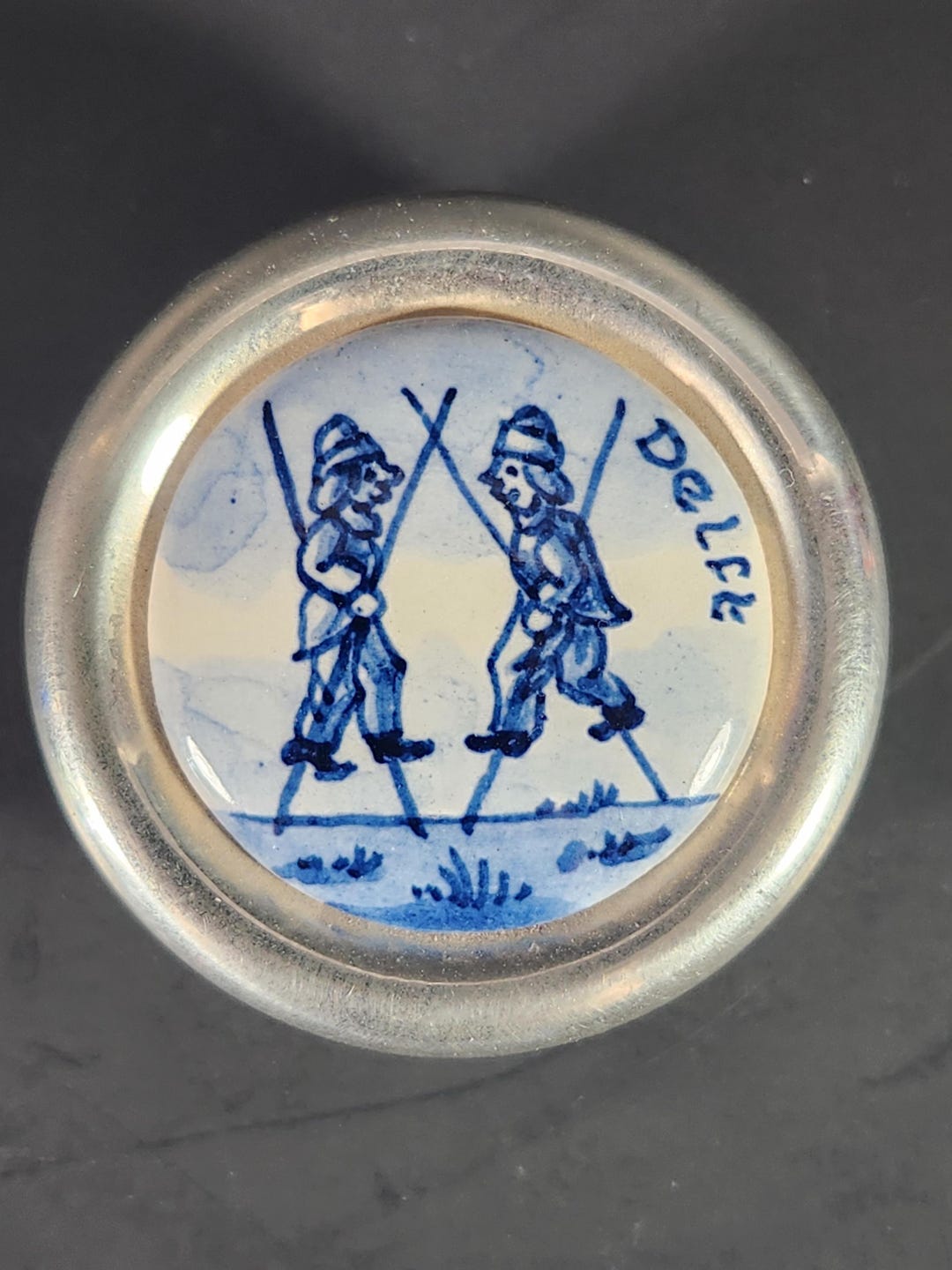 Vintage Delft Trinket Box Pill Box Pewter & Ceramic - Etsy