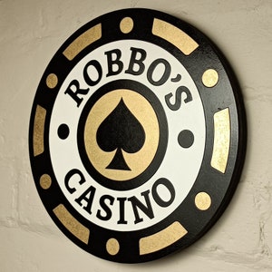 Personalised Large Poker Chip Wall Sign - Customised Casino Token ...