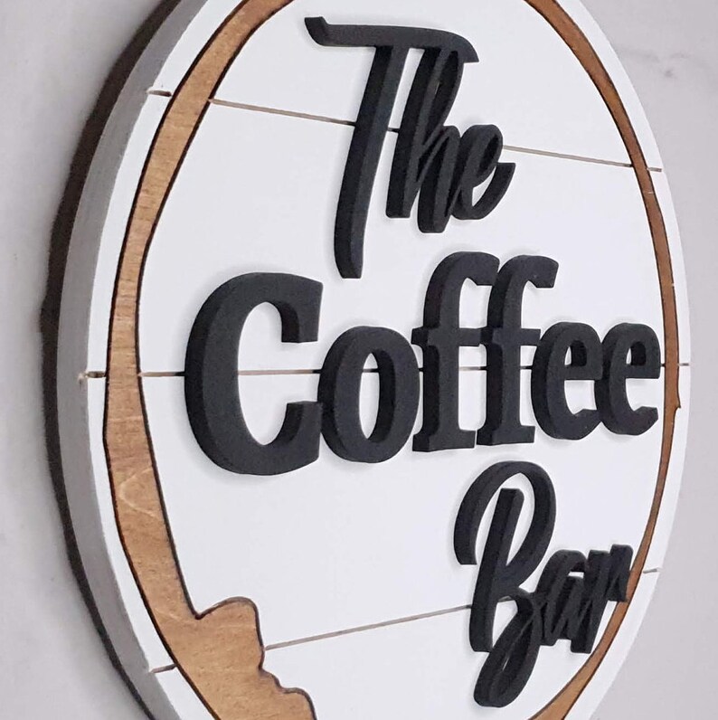 The Coffee Bar Round Vintage Sign / Kitchen Wooden Logo / | Etsy UK