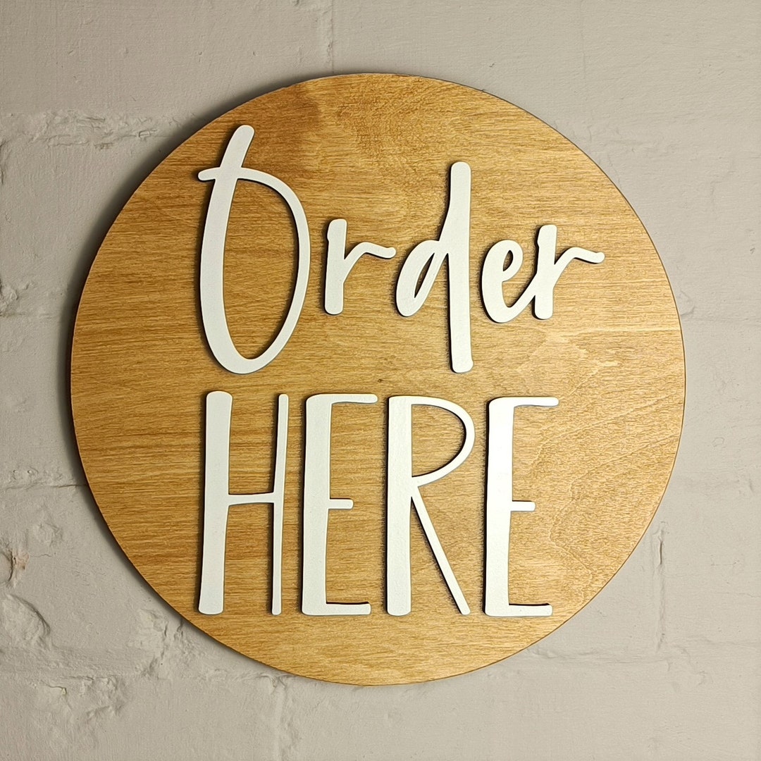 Large Round Wooden Order Here, Pick up Here, Custom Personalised Sign ...