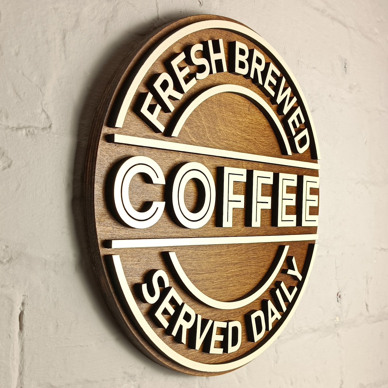 Large Fresh Brewed Coffee sign / wooden kitchen wall art / | Etsy
