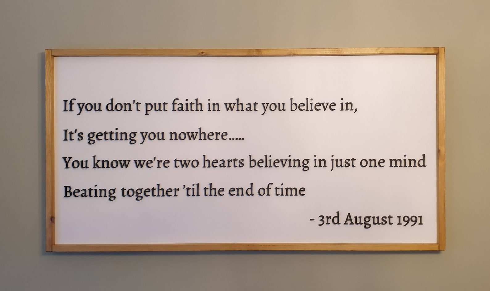Extra Large Personalised Quotation / Custom Lyrics Framed Sign ...