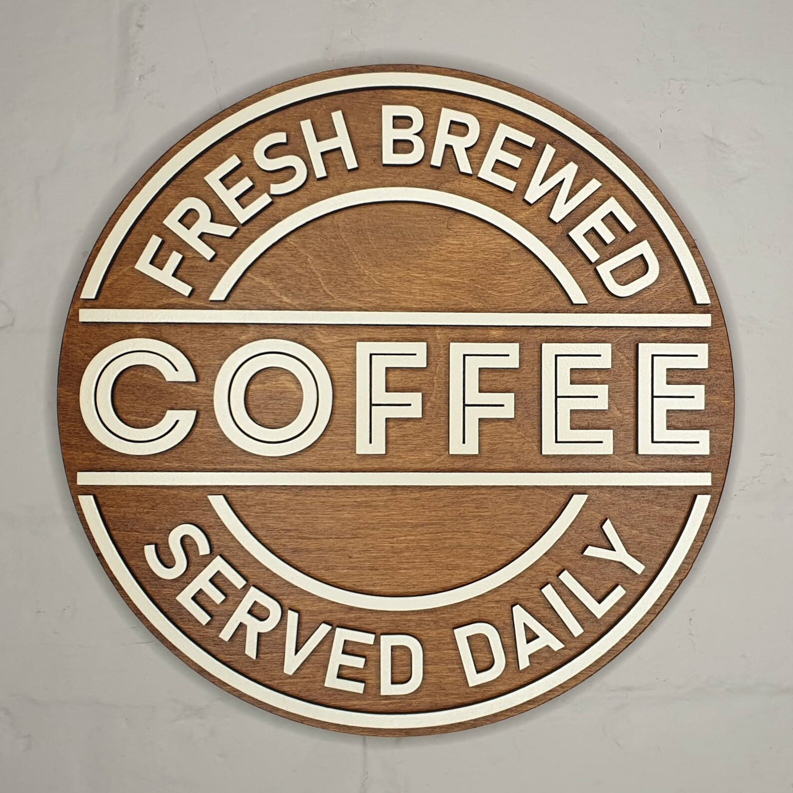 Large Fresh Brewed Coffee sign / wooden kitchen wall art / | Etsy