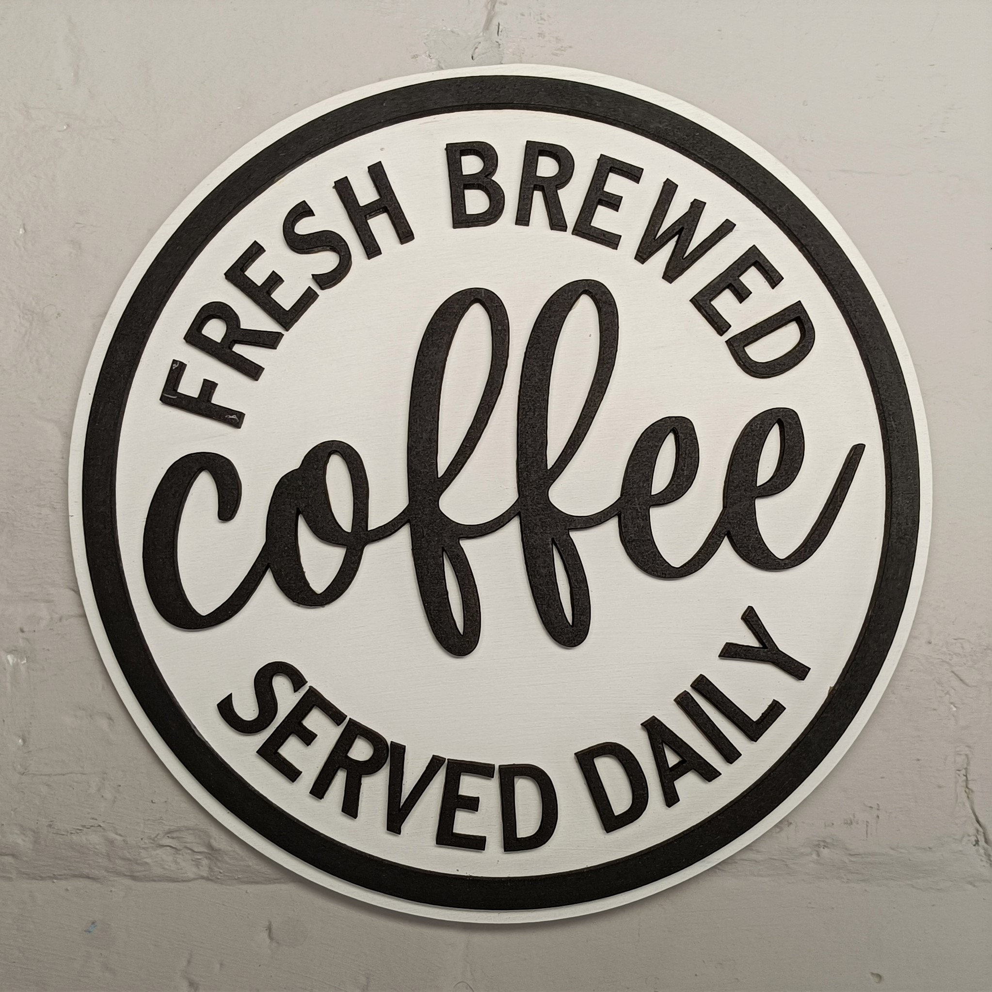 Black and white Fresh Brewed Coffee sign / wooden kitchen | Etsy