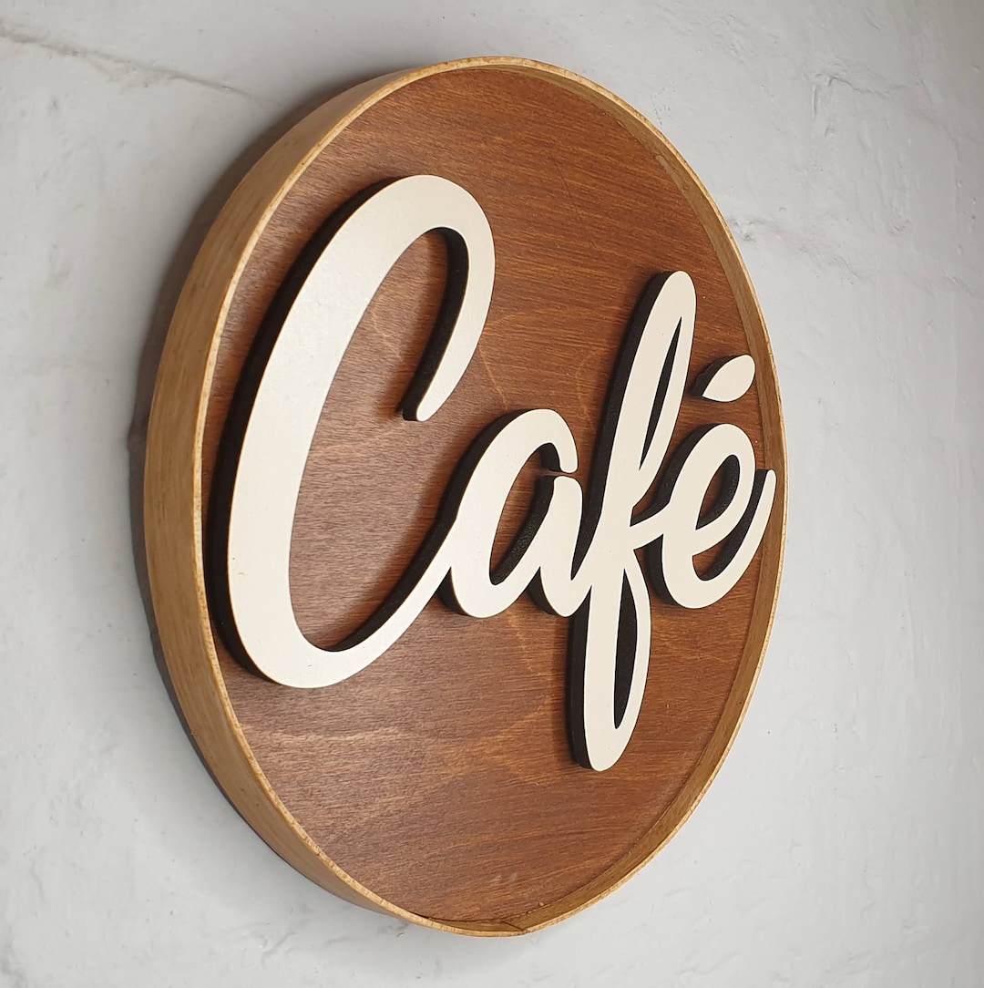Round Wooden Cafe Sign / Kitchen Coffee Sign / Handmade - Etsy