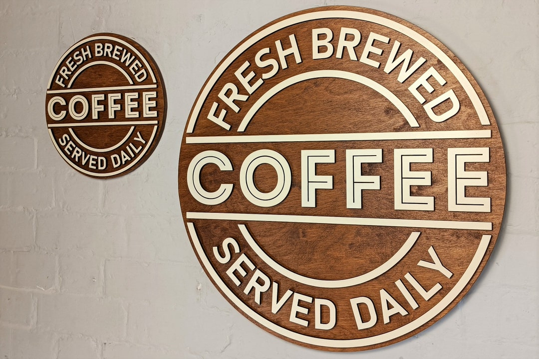 Large Fresh Brewed Coffee Sign / Wooden Kitchen Wall Art / Coffee Bar ...