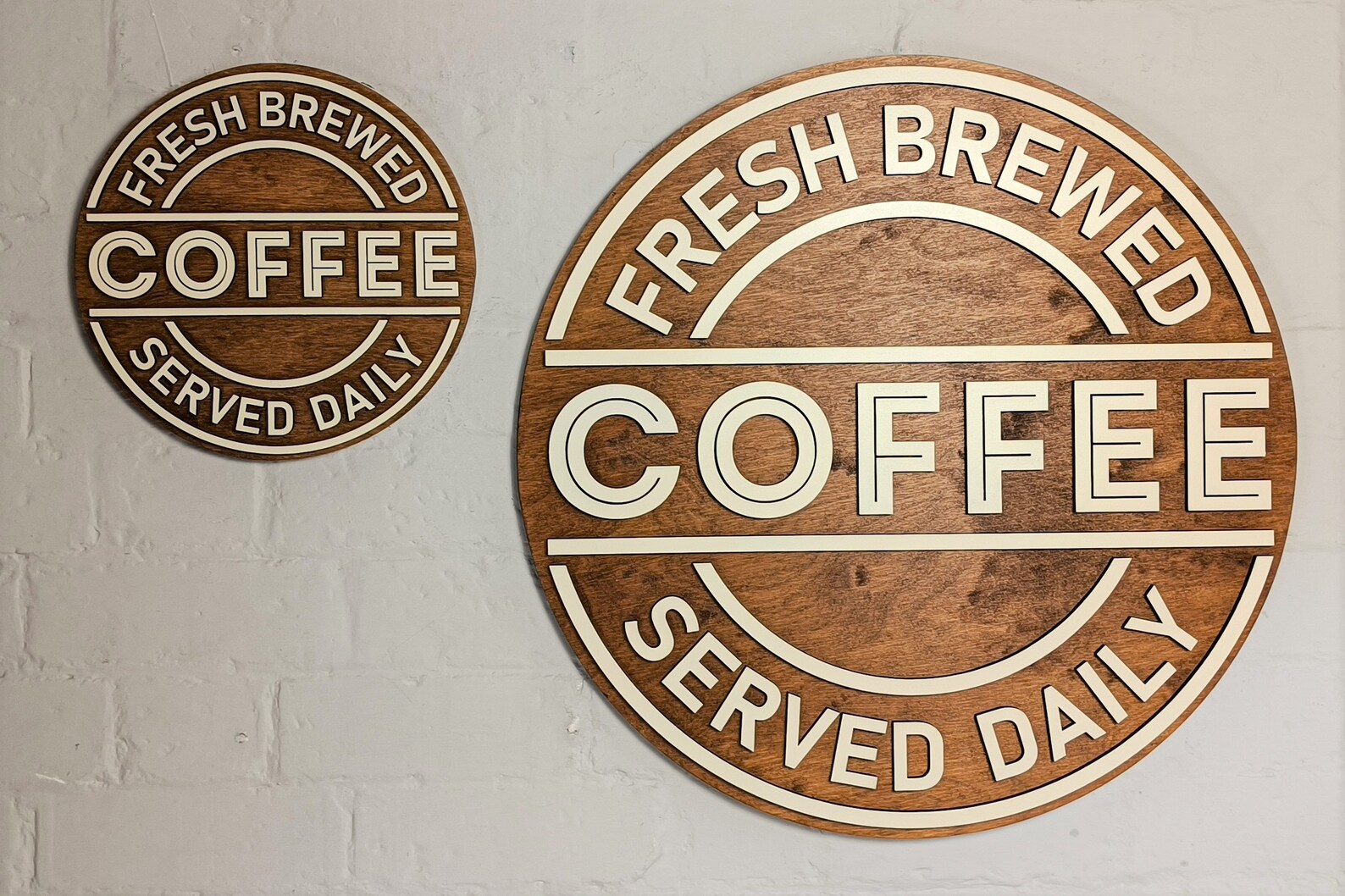 Large Fresh Brewed Coffee Sign / Wooden Kitchen Wall Art / | Etsy UK