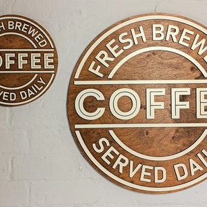 Large Fresh Brewed Coffee Sign / Wooden Kitchen Wall Art / Coffee Bar ...