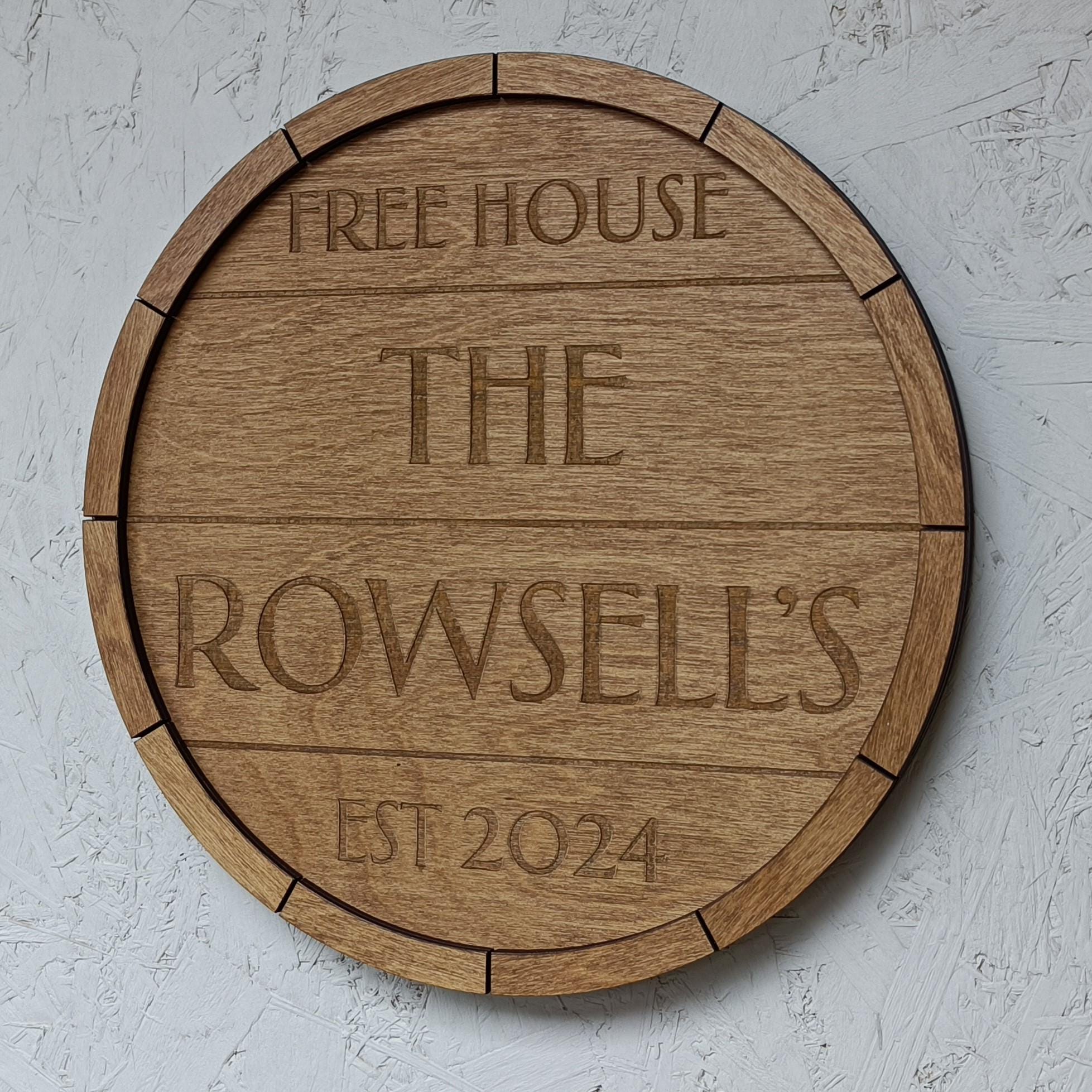 Personalised Wooden Barrel Pub Sign: Custom Family Name Home Bar Decor ...