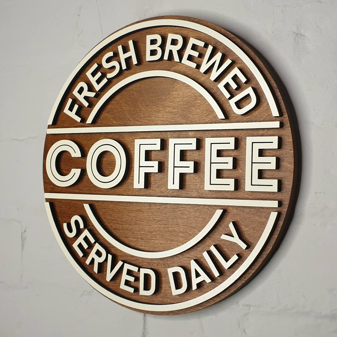 Large Fresh Brewed Coffee sign / wooden kitchen wall art / | Etsy