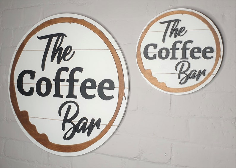 The Coffee Bar Round Vintage Sign / Kitchen Wooden Logo / | Etsy UK