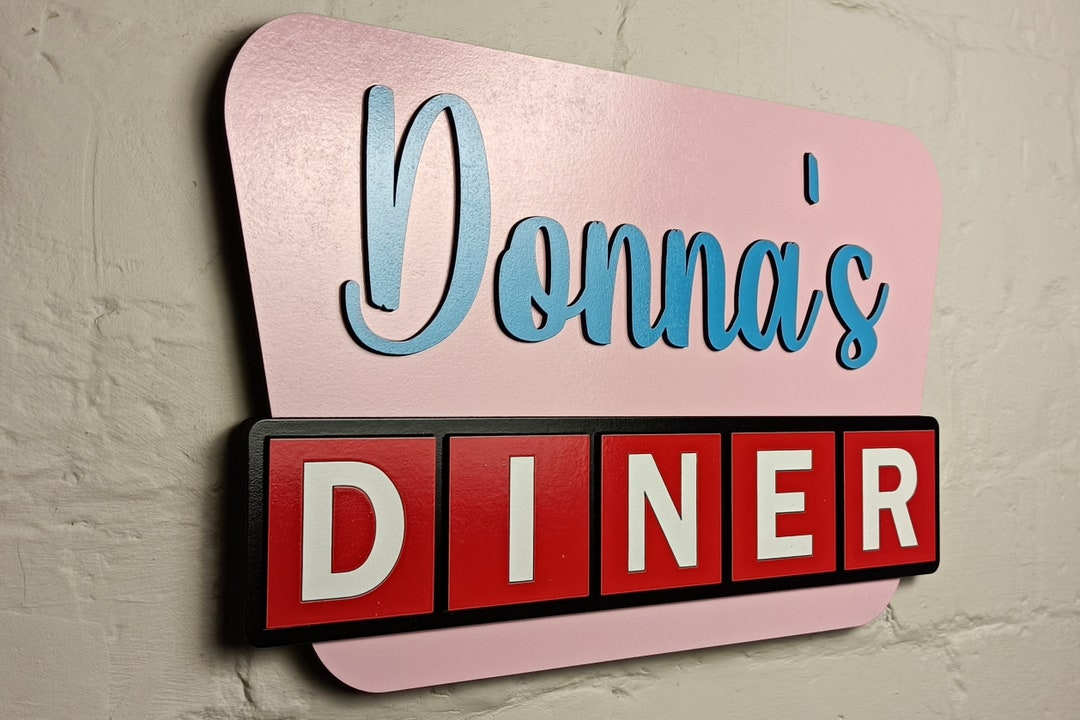Personalized 50's Style American Diner Sign - Retro Kitchen Decor - Etsy UK
