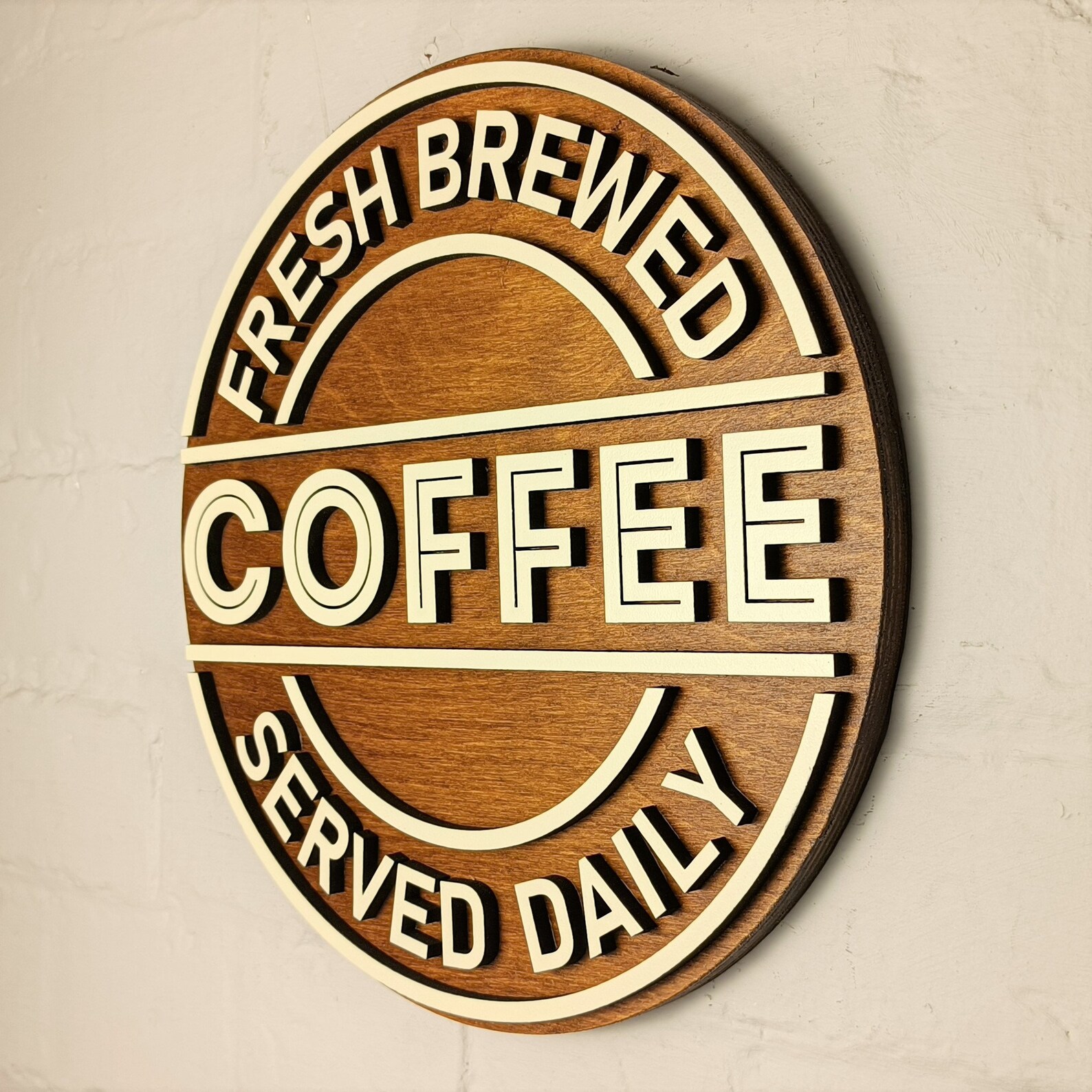 Large Fresh Brewed Coffee sign / wooden kitchen wall art / | Etsy
