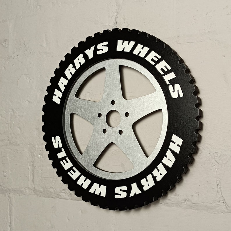 Personalised Garage Sign / Custom Car Tyre Wheel Plaque / | Etsy UK