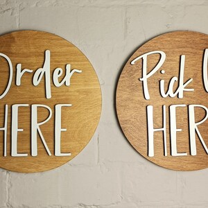 Large Round Wooden Order Here, Pick up Here, Custom Personalised Sign ...