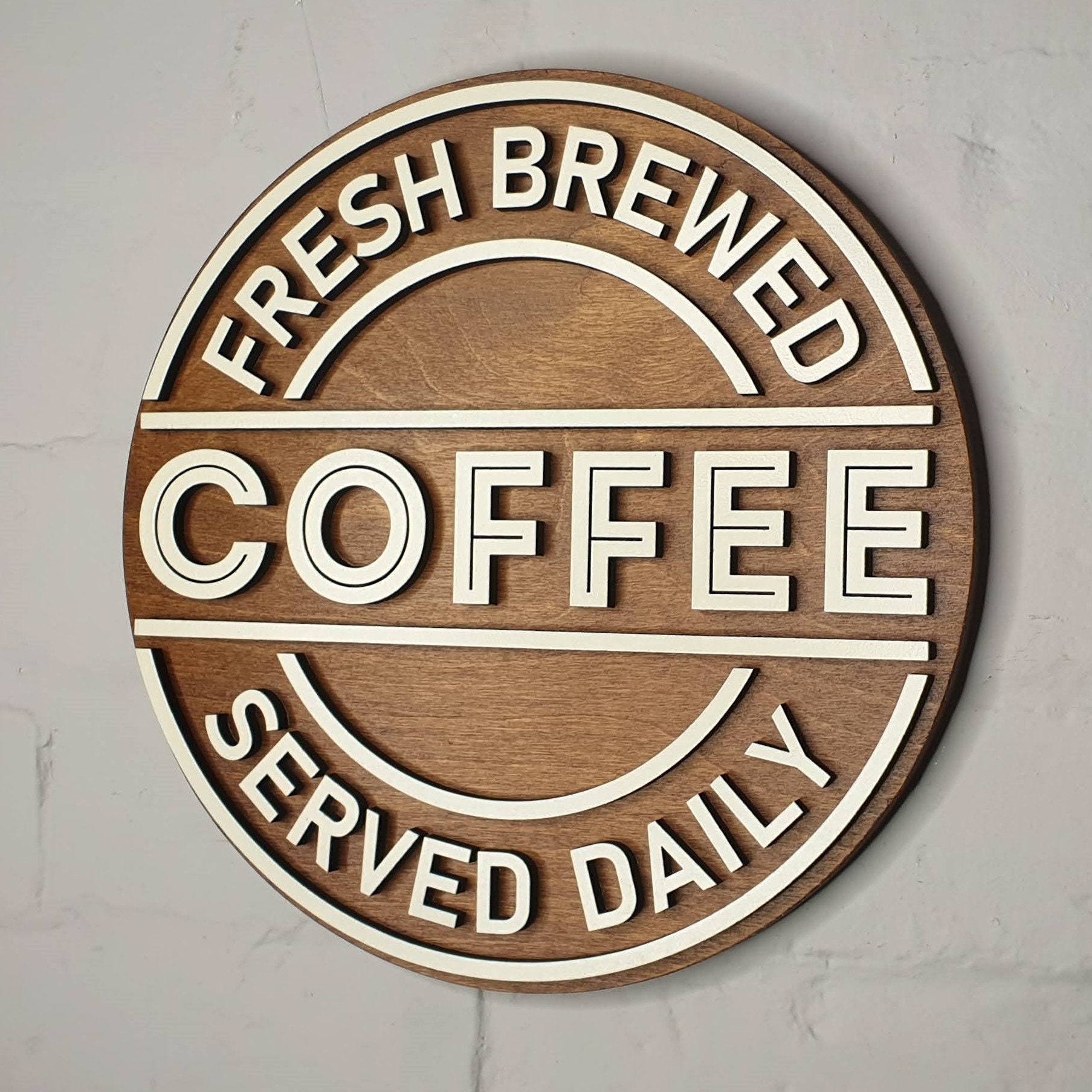 Large Fresh Brewed Coffee Sign / Wooden Kitchen Wall Art / | Etsy UK