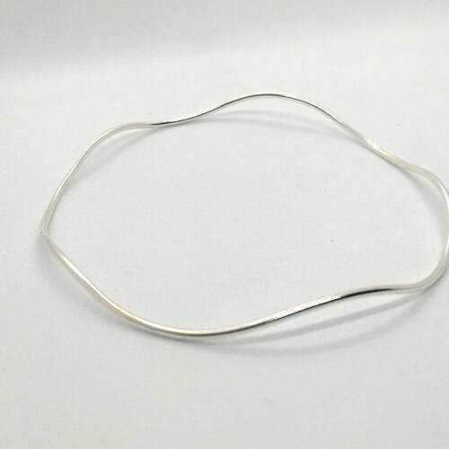 Sterling Silver Wavy Bangle Minimalist Silver Bangle Wave - Etsy