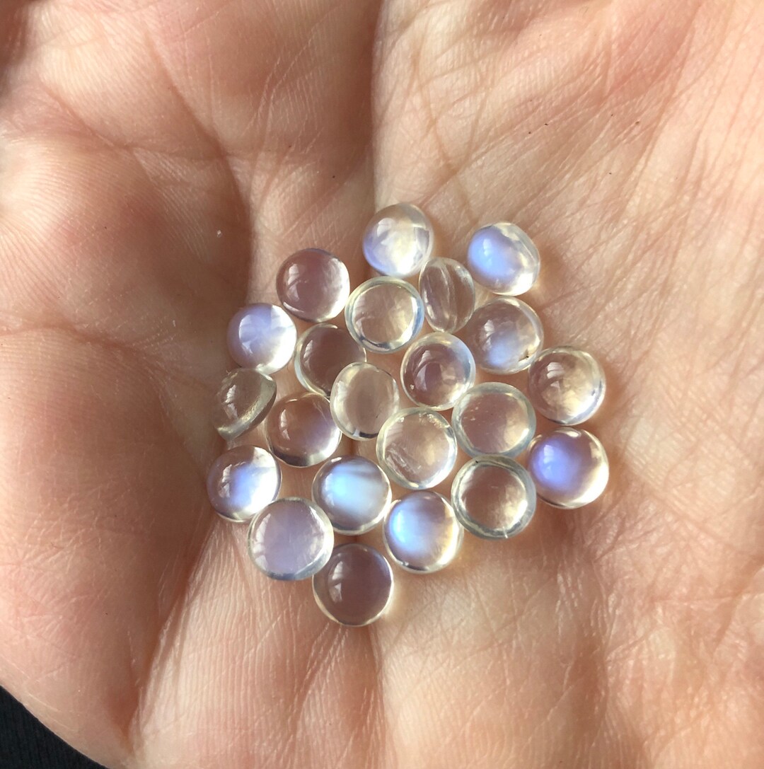 6mm Natural Moonstone, Fine Blue Sri Lanka (ceylon) Round Cabochon (NOT ...