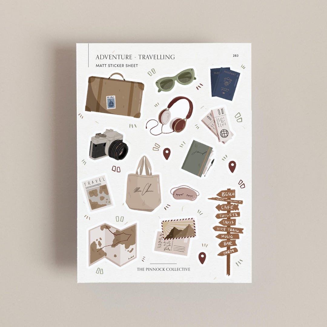 Adventure Travel Sticker Sheet | Travelling Journal | Trips | Holidays ...