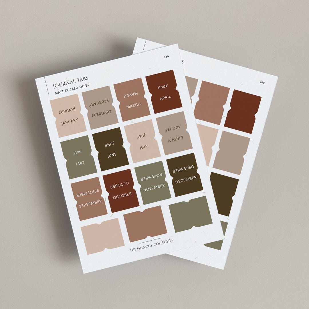 Monthly Tabs Stickers | Light Academia Tabs Palette | Blank Tab ...