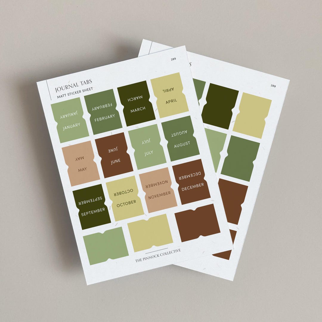Monthly Tabs Stickers | Blank Tab Stickers | Mini Monthly Tabs | Matcha ...