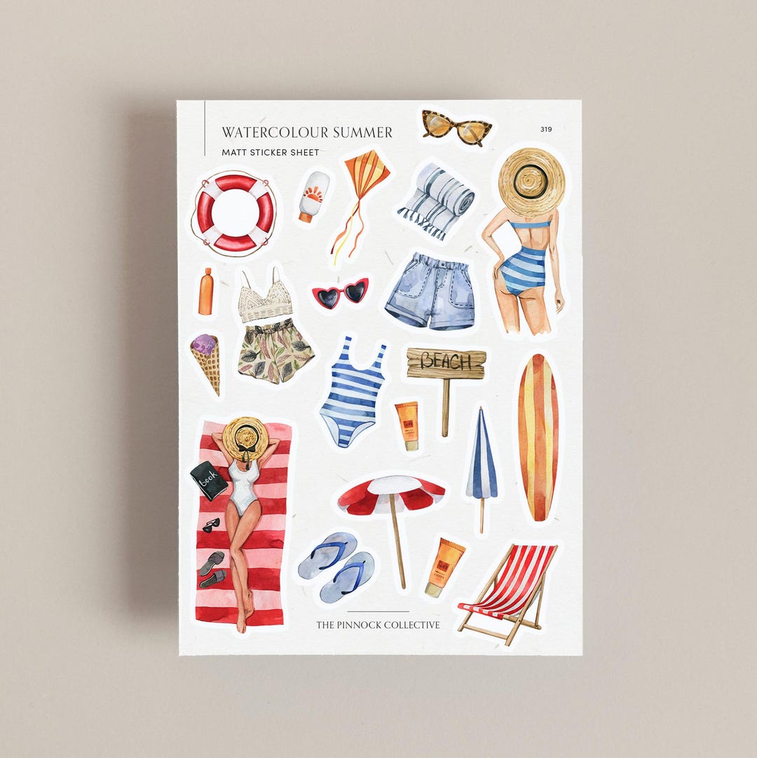 Sticker Sheet | Summer Sticker Set | Holidays | Sticker Sheet | Journal ...