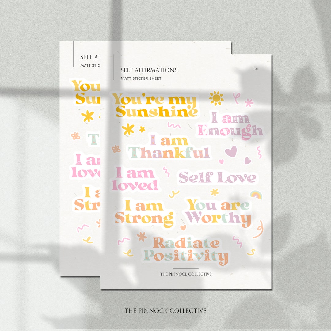Self Care Positive Affirmation Sticker Sheet, Perfect for Day to Day ...