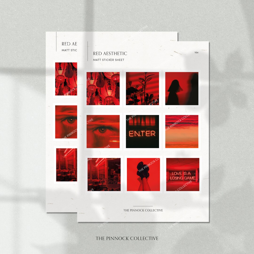 Mini Red Aesthetic Themed Sticker Sheet, Perfect for Journaling and ...