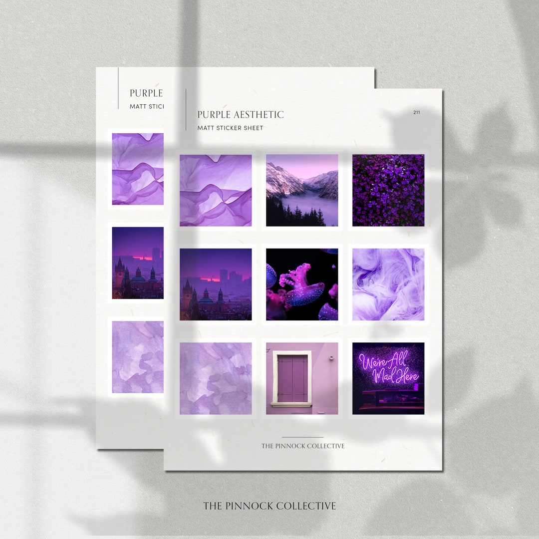Mini Purple Aesthetic Themed Sticker Sheet, Perfect for Journaling and ...