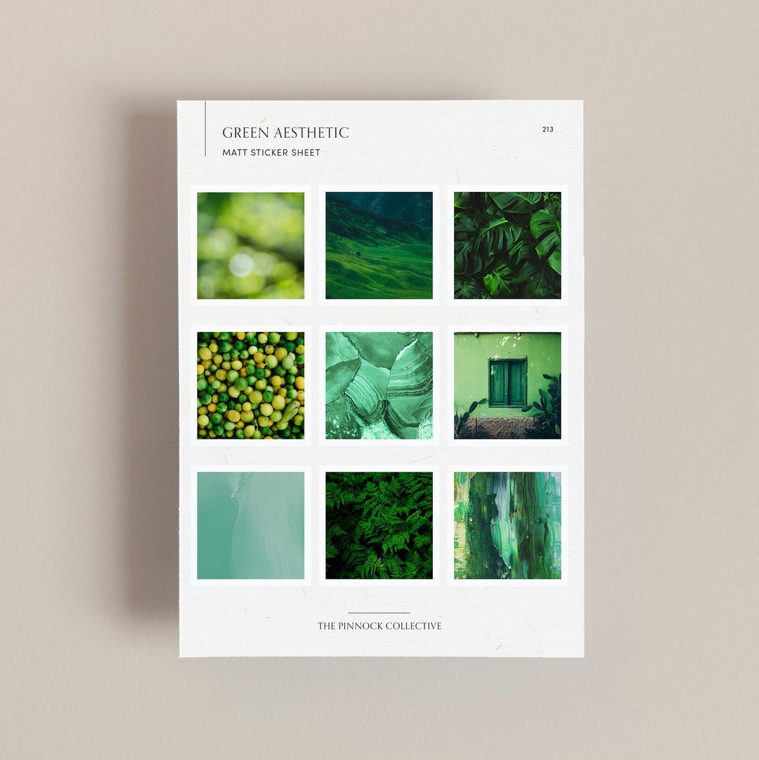 Mini Green Aesthetic Themed Sticker Sheet, Perfect for Journaling and ...