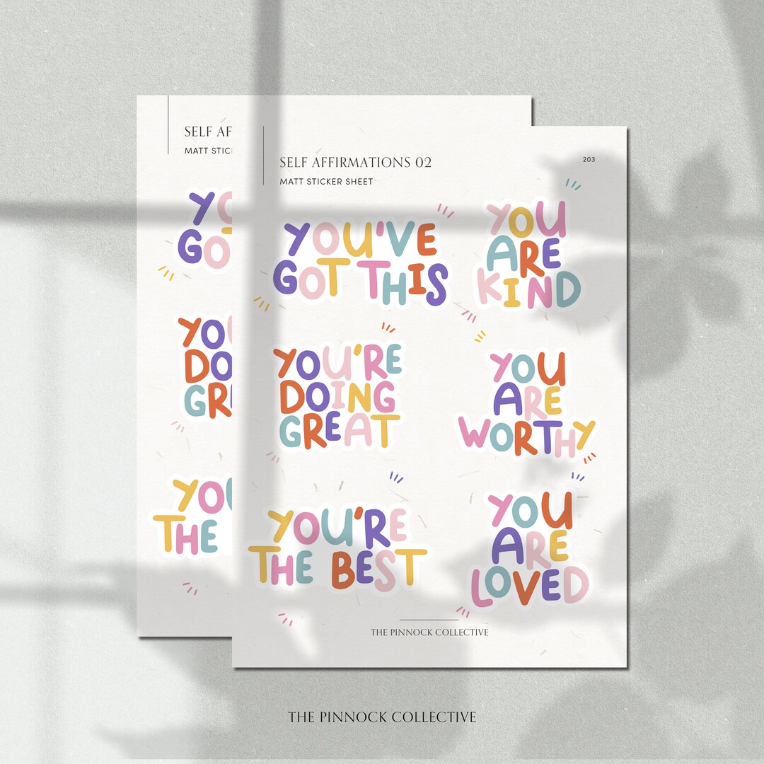 Self Affirmations Sticker Sheet Positive Words Stickers Self Care ...
