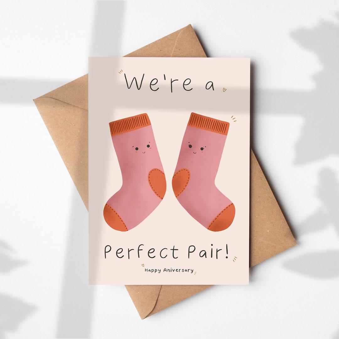 Cute Anniversary Greeting Card 'perfect Pair' Socks - Etsy