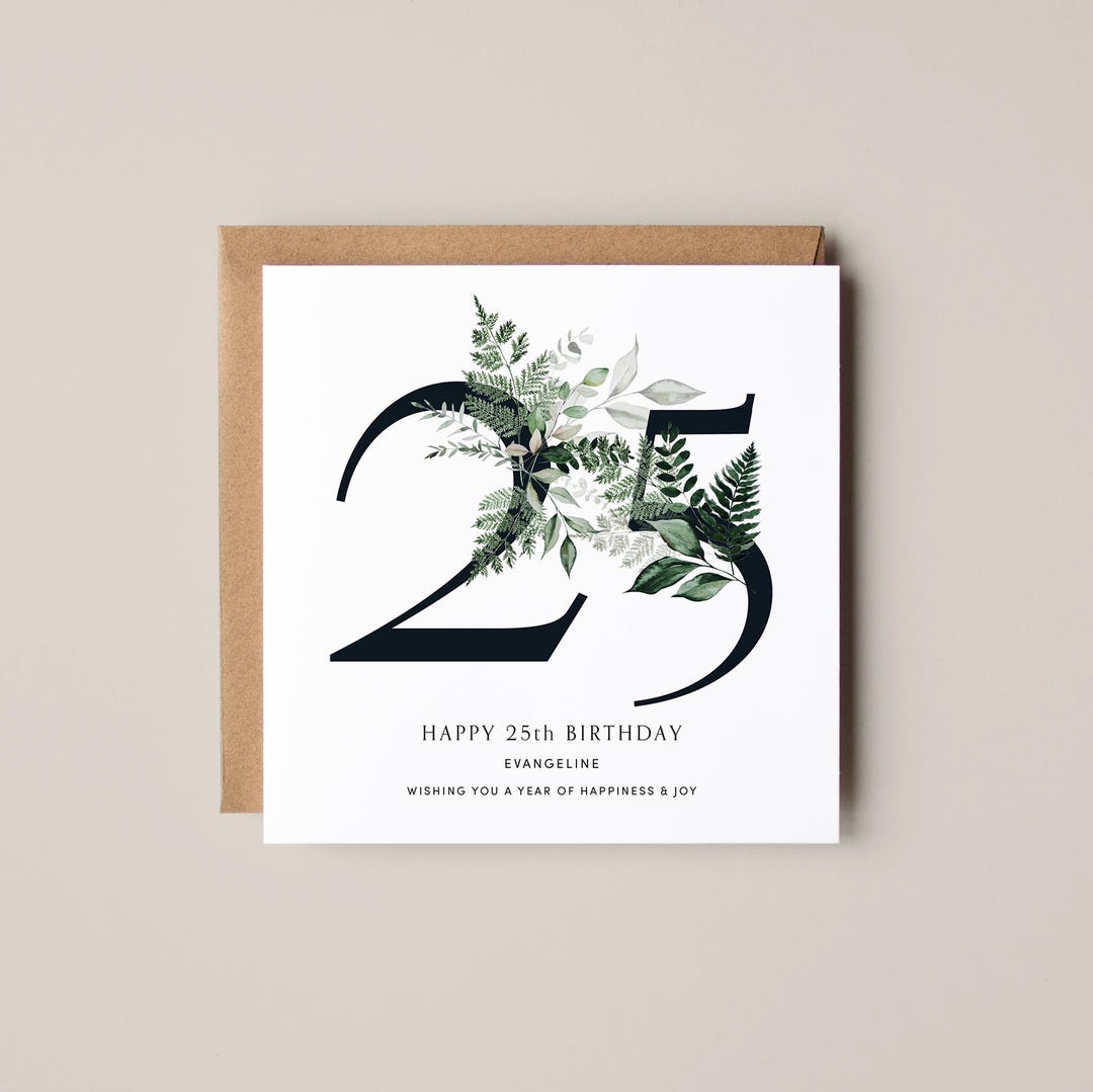 Personalised 25th Birthday Card | Watercolour Floral Card | Monogram ...