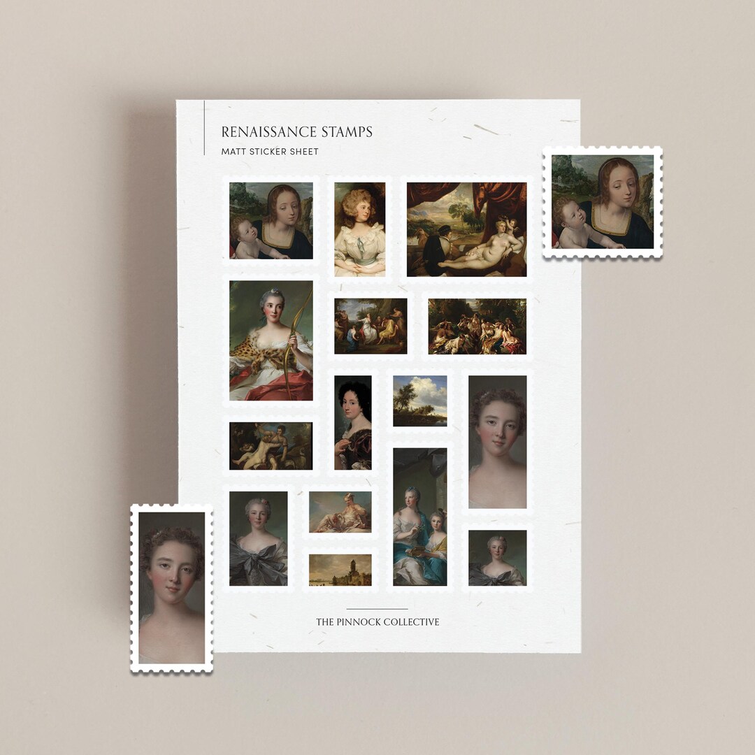 Renaissance Stamps Art Collection Sticker Sheet, Perfect for Journaling ...