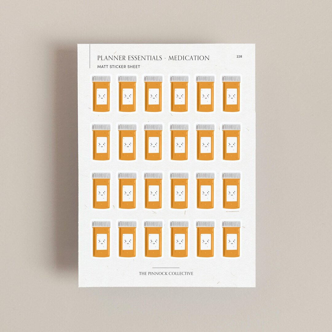 Planner Sticker Sheet | Medicine Bottle Stickers | Medication Stickers ...