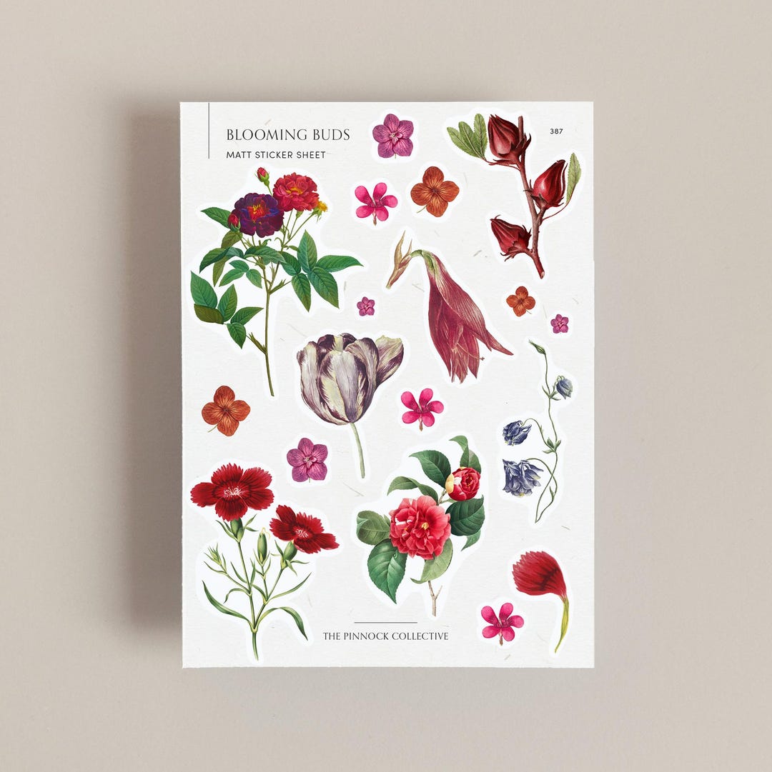 Floral Planner Sticker Sheet Botanical Flowers Watercolour Stickers ...