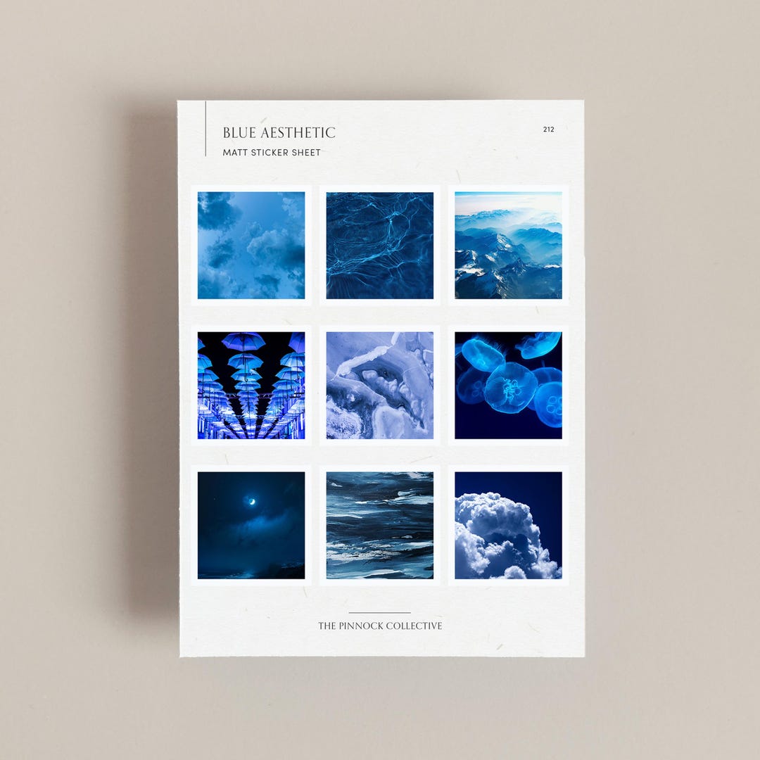 Mini Blue Aesthetic Themed Sticker Sheet, Perfect for Journaling and ...