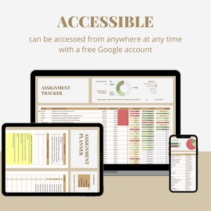 Assignment Tracker & Planner Google Sheets Homework Organiser Digital ...