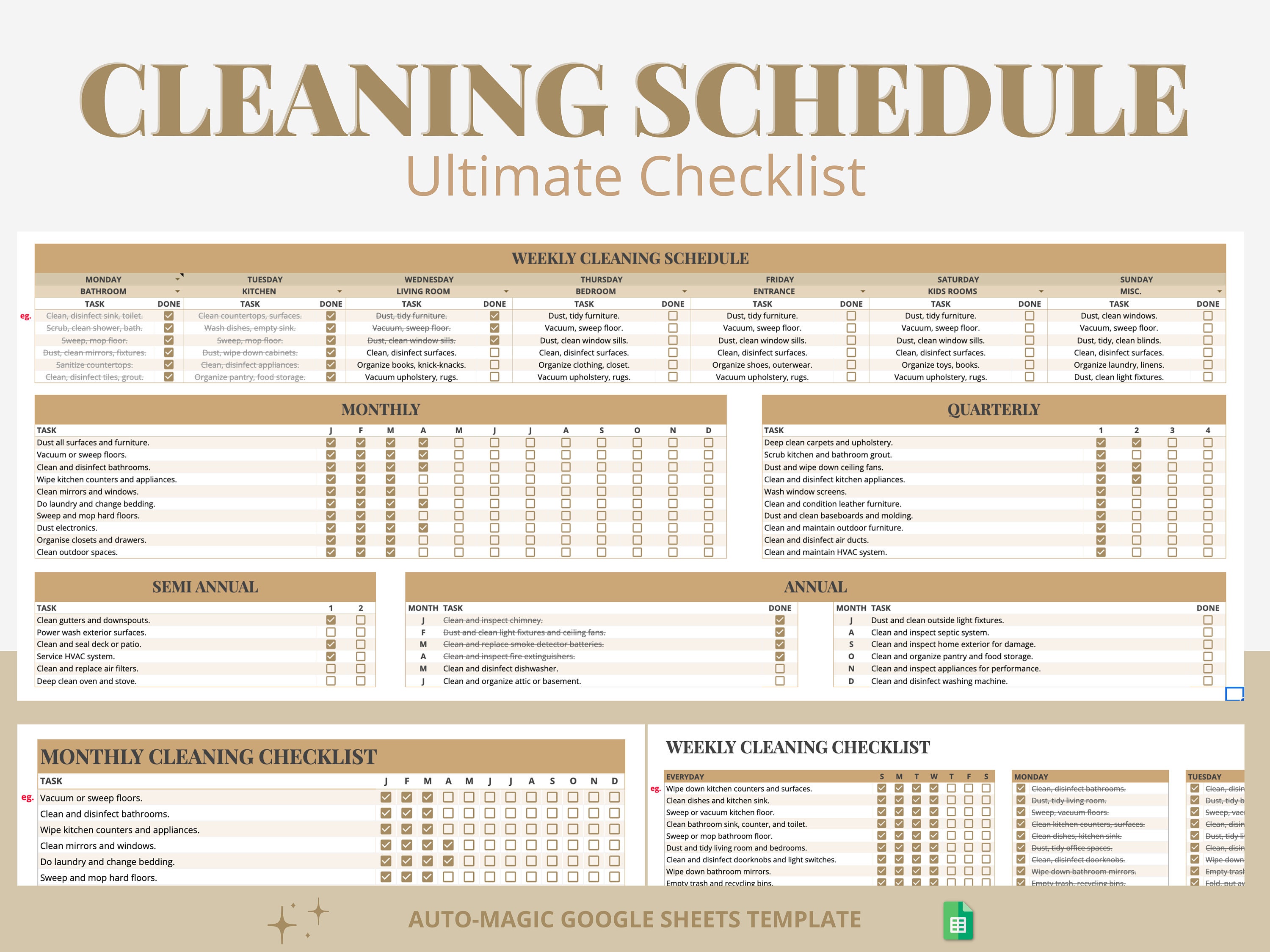 Cleaning Schedule Checklist Digital Download Printable Weekly, Monthly ...