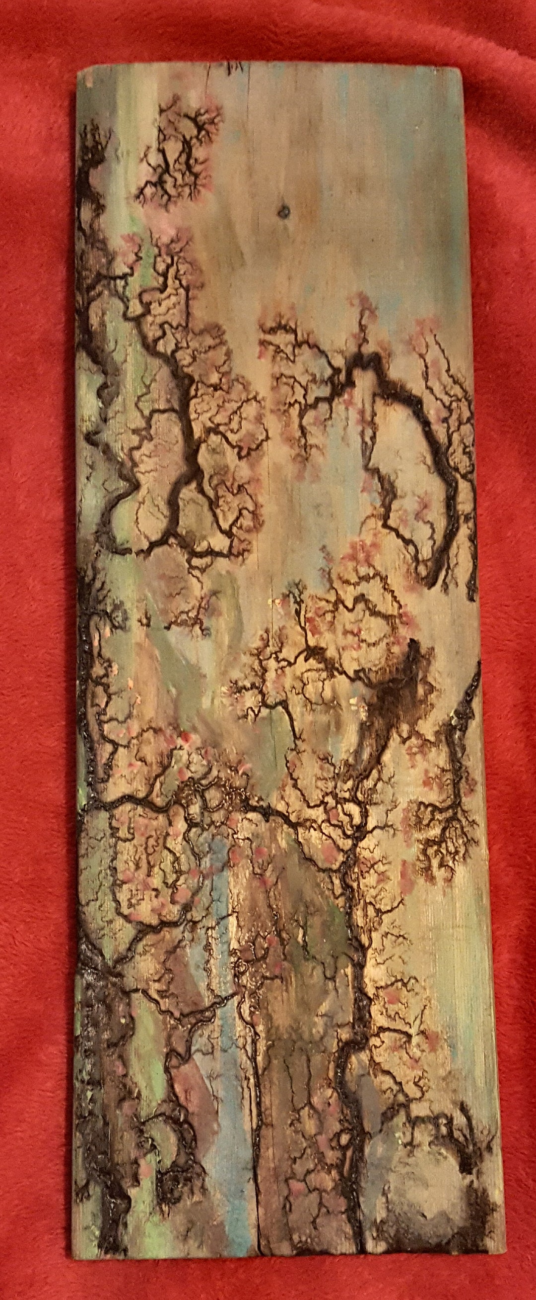 South Carolina Pyrography Wood Burn Folk Art Cherry Blossom Tree - Etsy