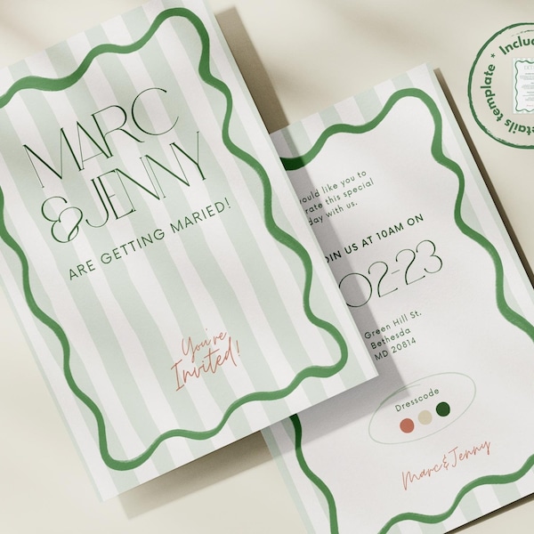 Striped Wedding Invitation - Etsy