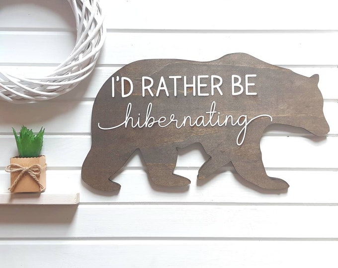 Rustic Bear Cutout Sign Wood Bear Sign Bear Wall Hanging Winter Wood ...