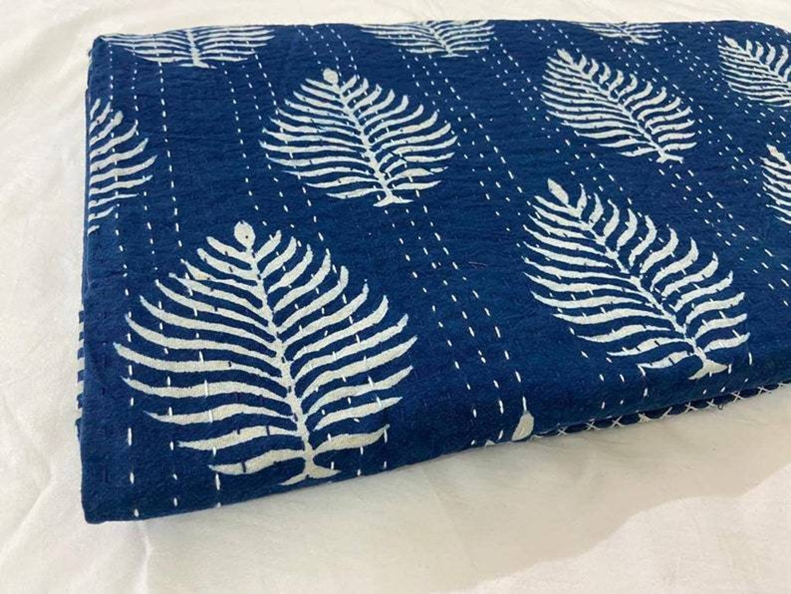 The Indigo Blue Indian Handmade Pure Cotton Floral Pattern - Etsy
